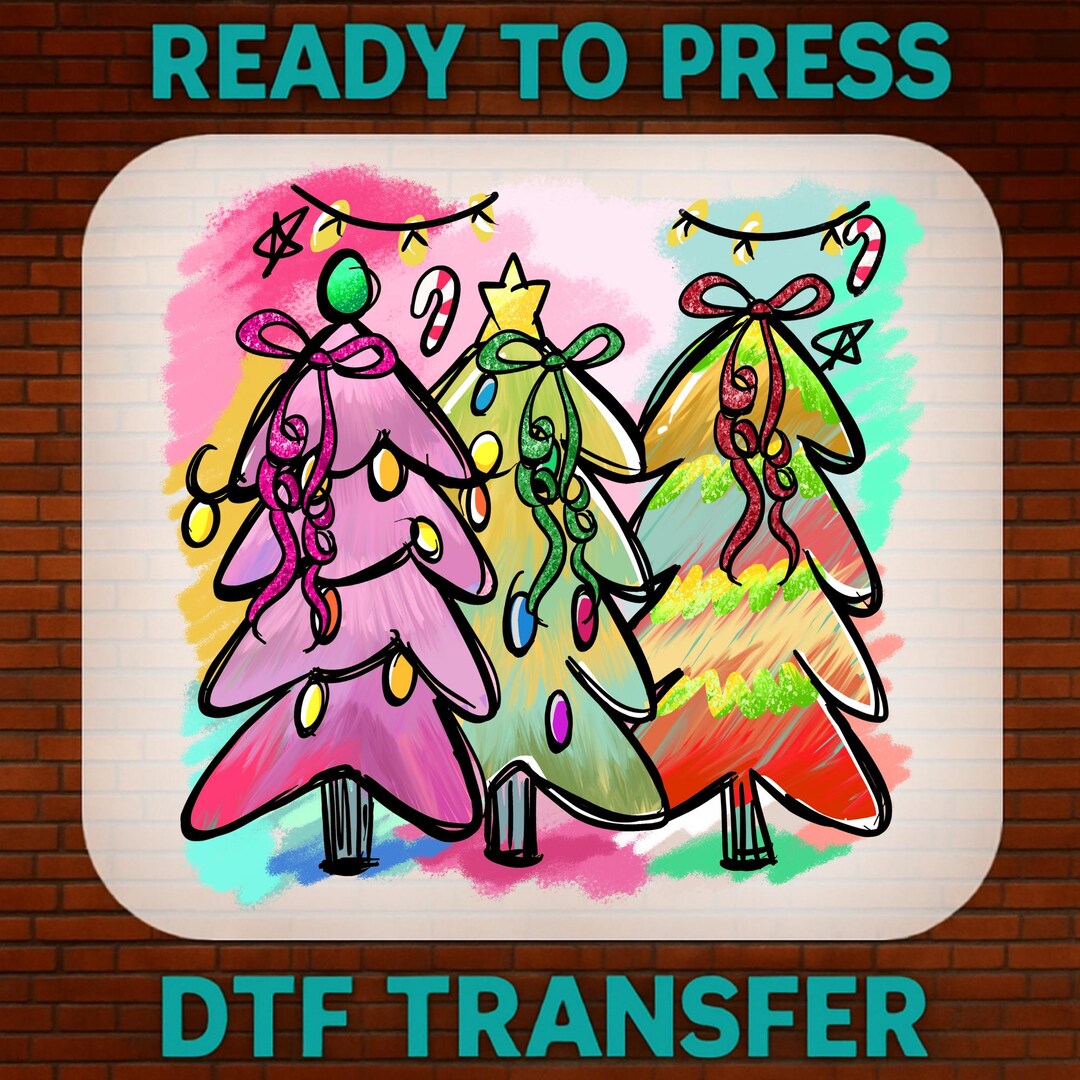 Brushstroke Christmas Tree DTF Transfer: Ready to Press Shirt Decal - Etsy