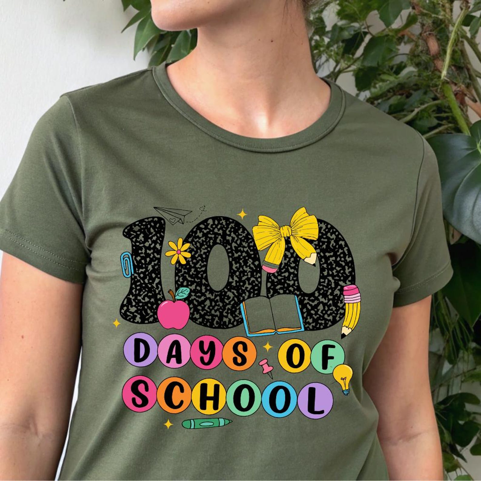 100 Days of School DTF Transfer, Retro Teacher Composition Notebook ...