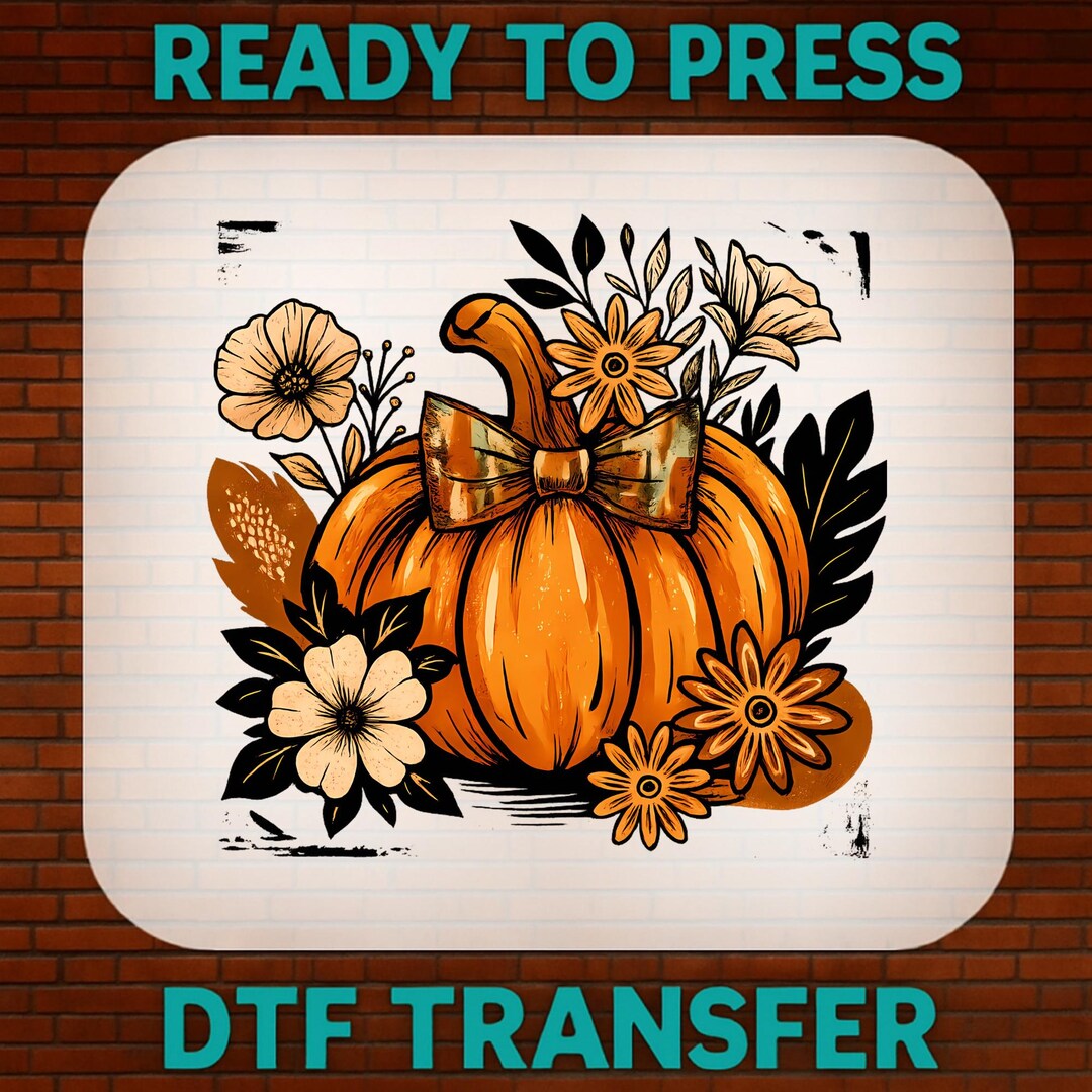 Floral Fall Pumpkin DTF Transfer: Boho Autumn Heat Press Decal - Etsy