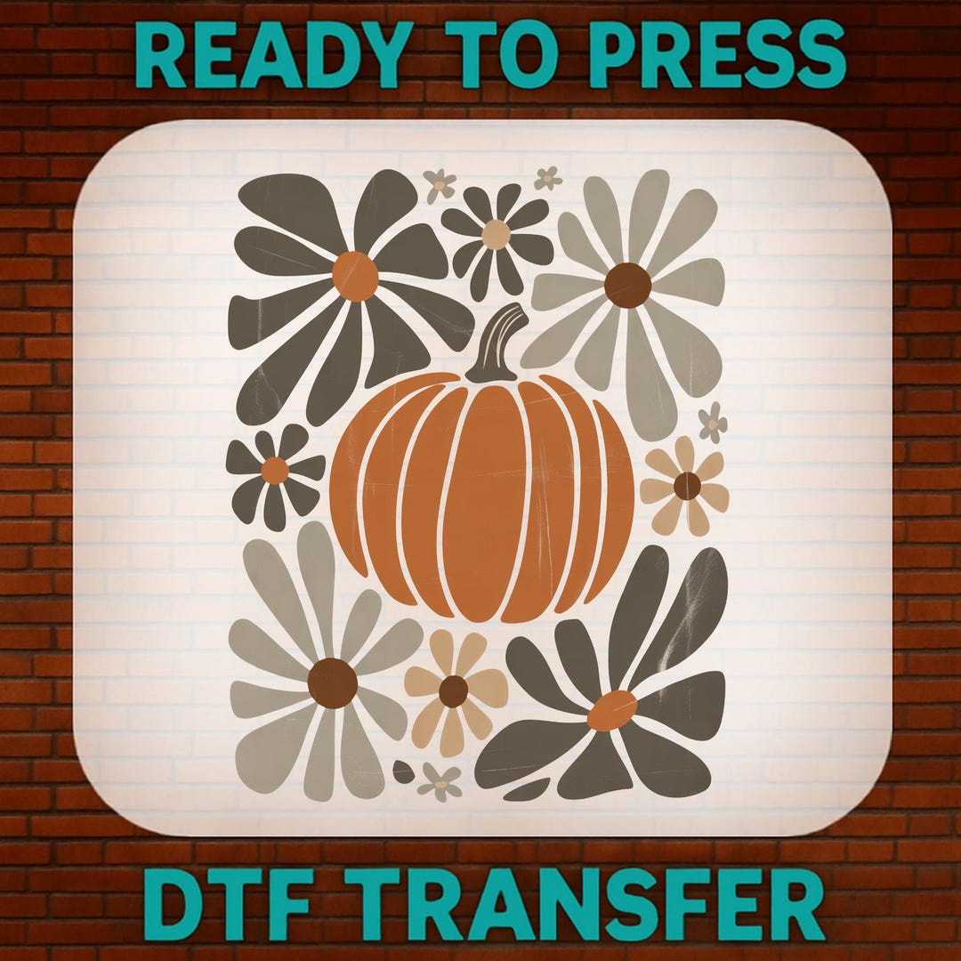 Boho Floral Fall Pumpkin DTF Transfer, Fall Ready to Press, Autumn Dtf ...