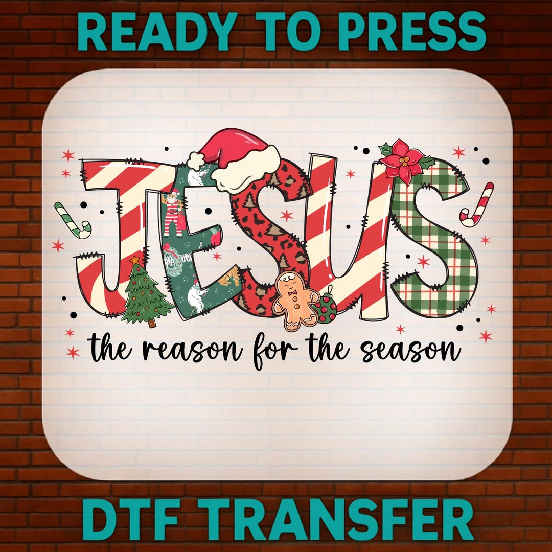 Jesus Christmas Candy Cane DTF Transfer, Festive Faith Shirt Print - Etsy