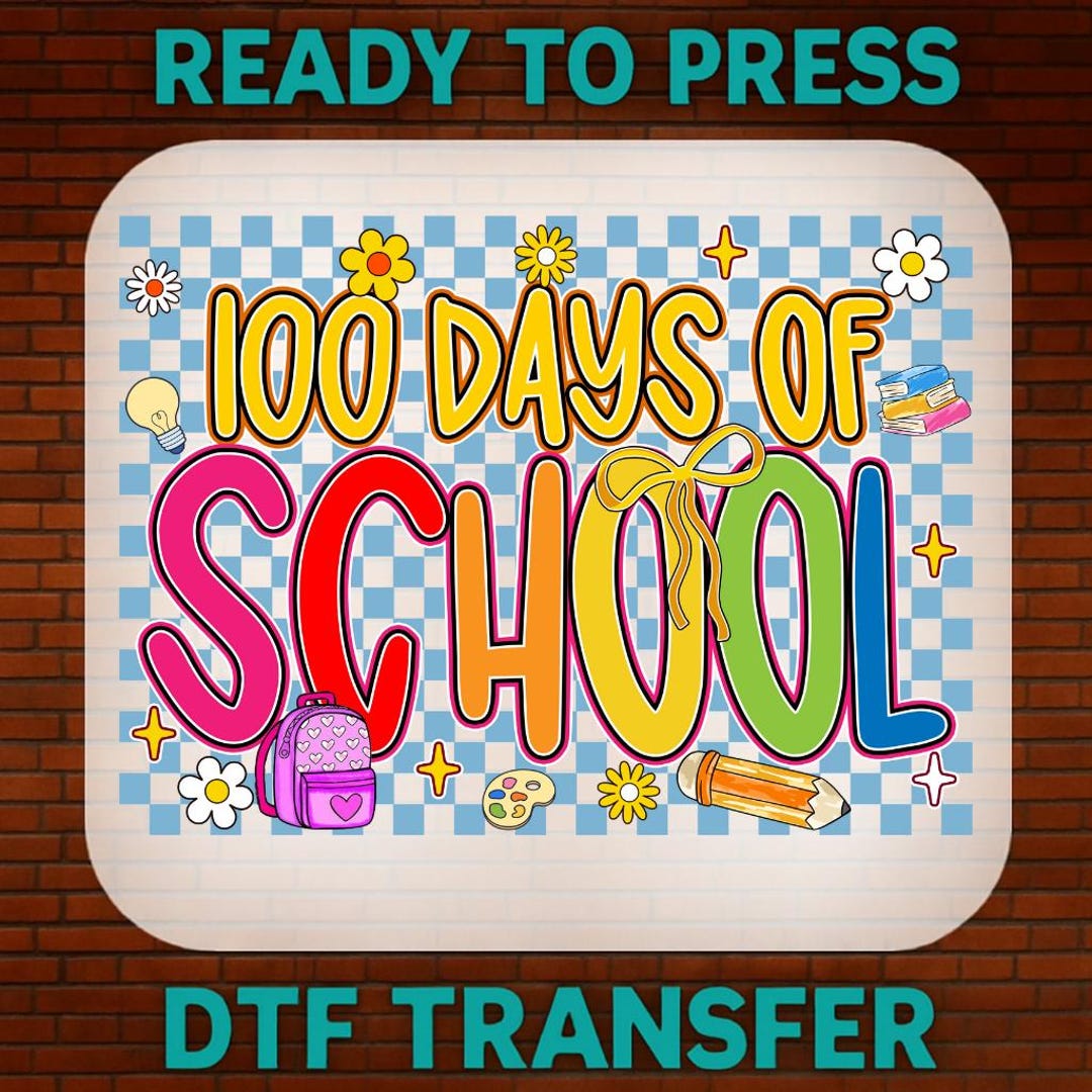 100 Days of School DTF Transfer, Retro Groovy Teacher Shirt Heat Press ...