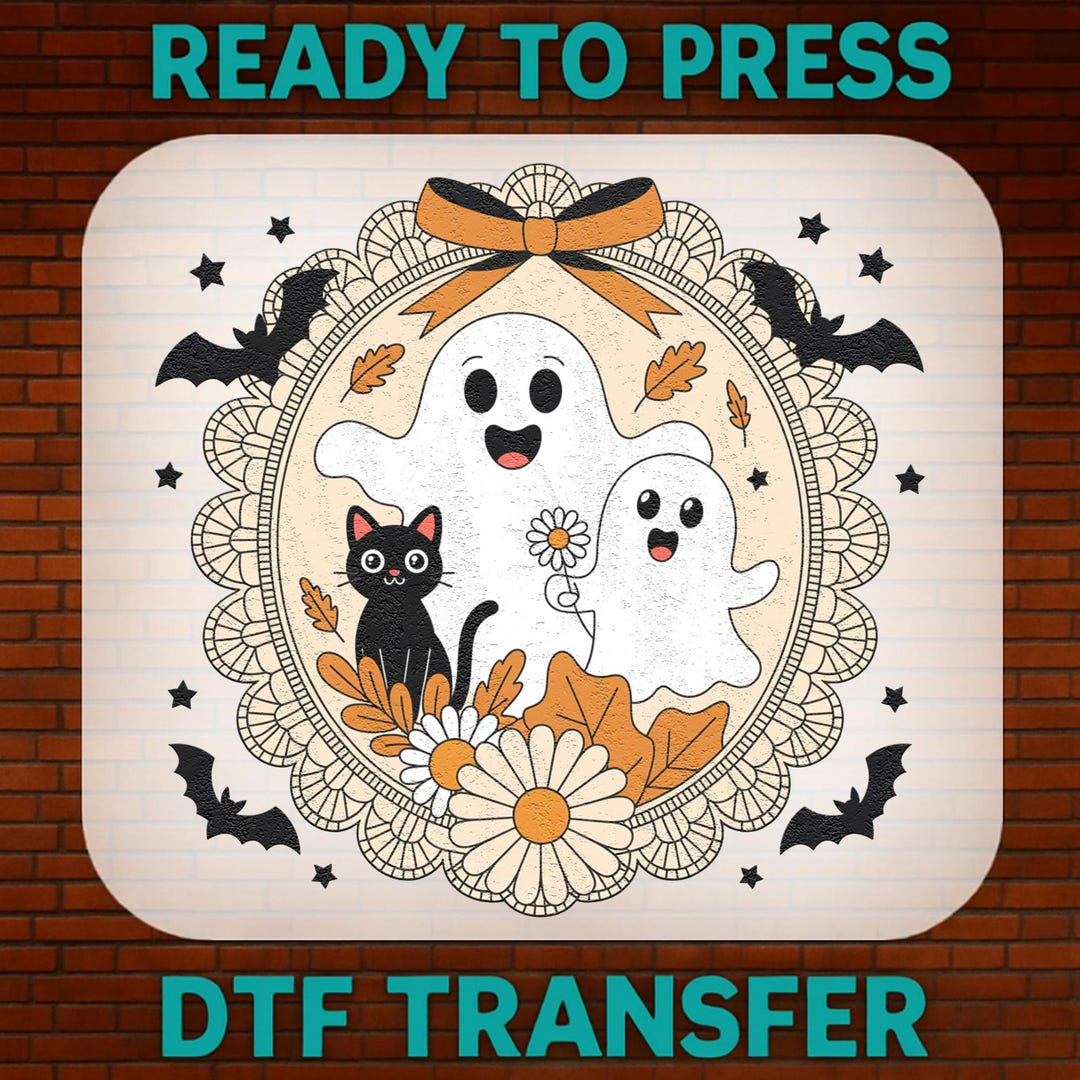 Fall Halloween Ghost DTF Transfer - Ready to Press Autumn Design - Etsy