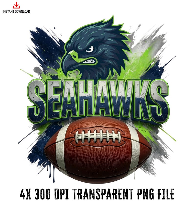 Seahawks Football Sublimation Clipart PNG: Use for T-shirt, Stickers ...