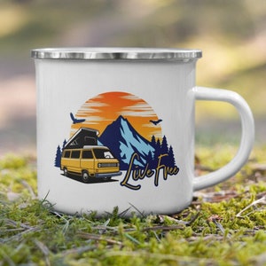 LIVE FREE Van Life VANAGON Enamel Camping Hiking Mug Gift - Etsy