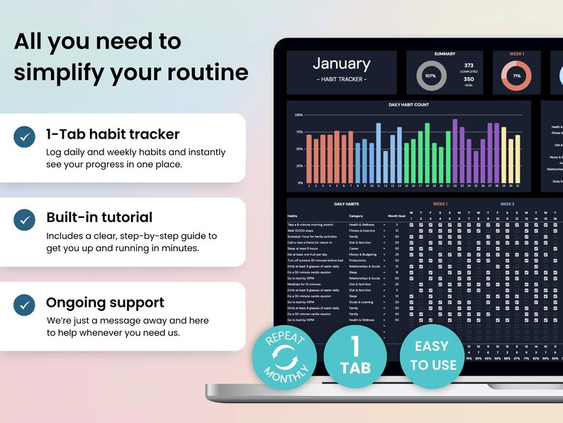 Daily Habit Tracker Dark Mode to Do List Daily Weekly Monthly Habit ...