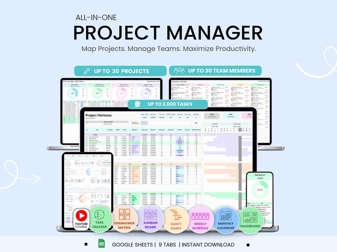 Buy Project Management Team Task Tracker Google Sheets Decision Matrix ...