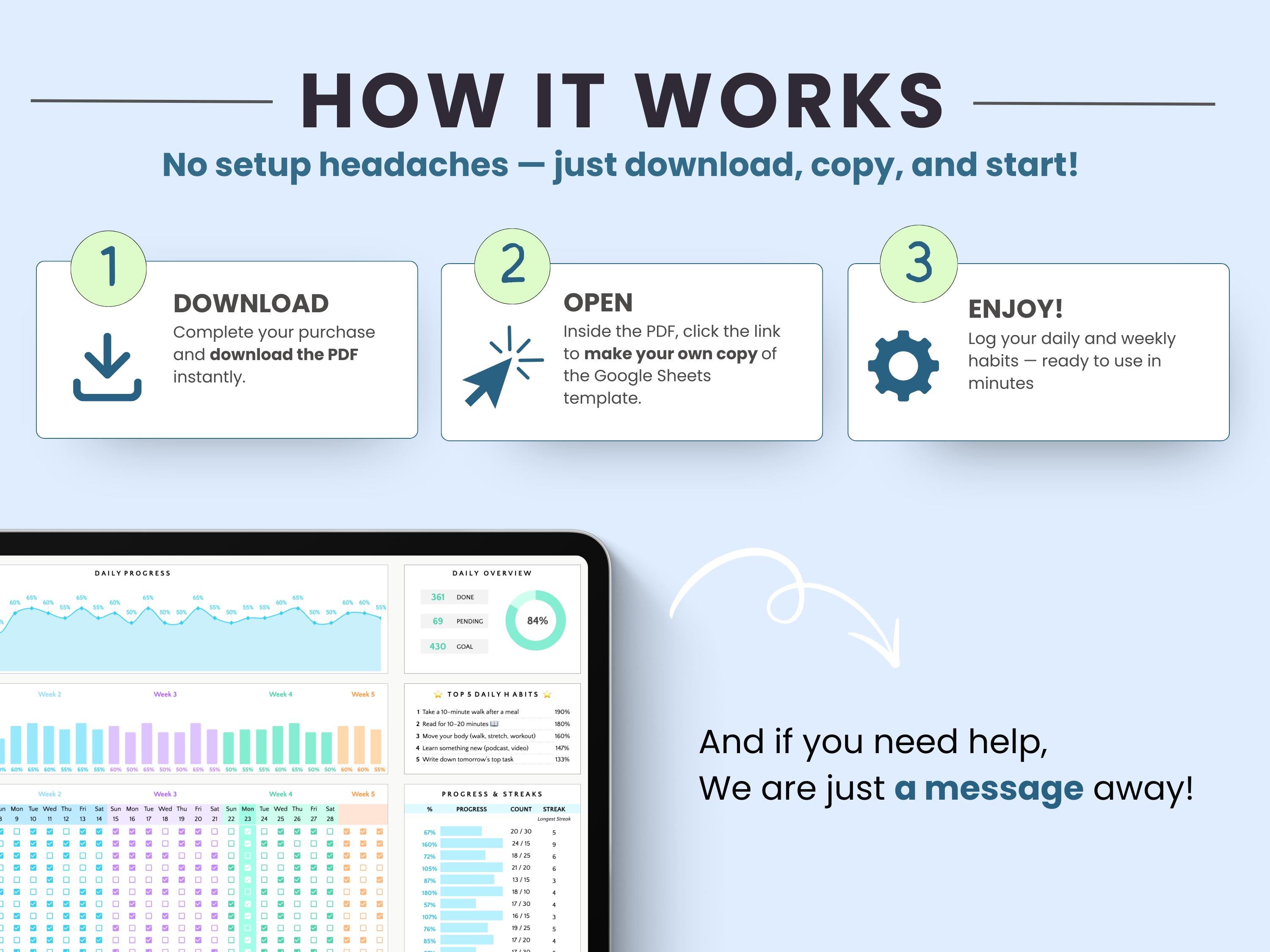 Habit Tracker Google Sheets Daily Routine Weekly Habits Tracking ...