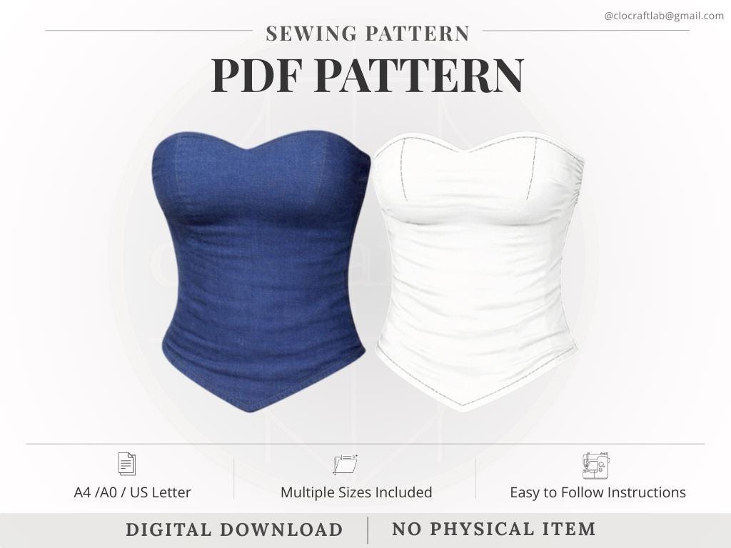 Strapless Top Sewing Pattern PDF | Beginner Friendly | Digital Download ...