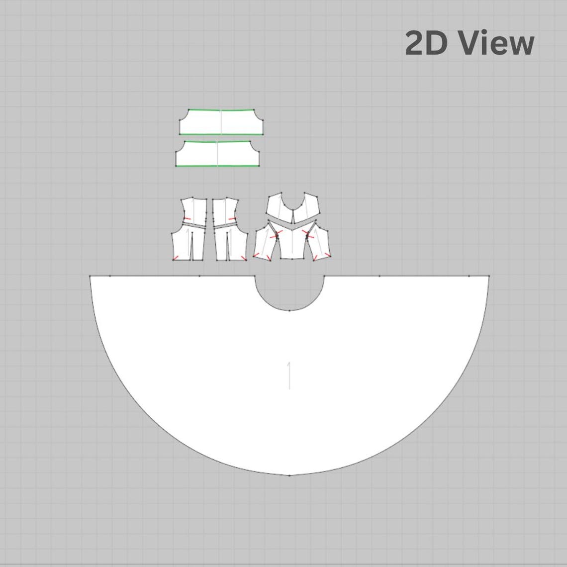 Editable 3D Digital Pattern – Off-shoulder Long Gown | ZPRJ & DXF File ...