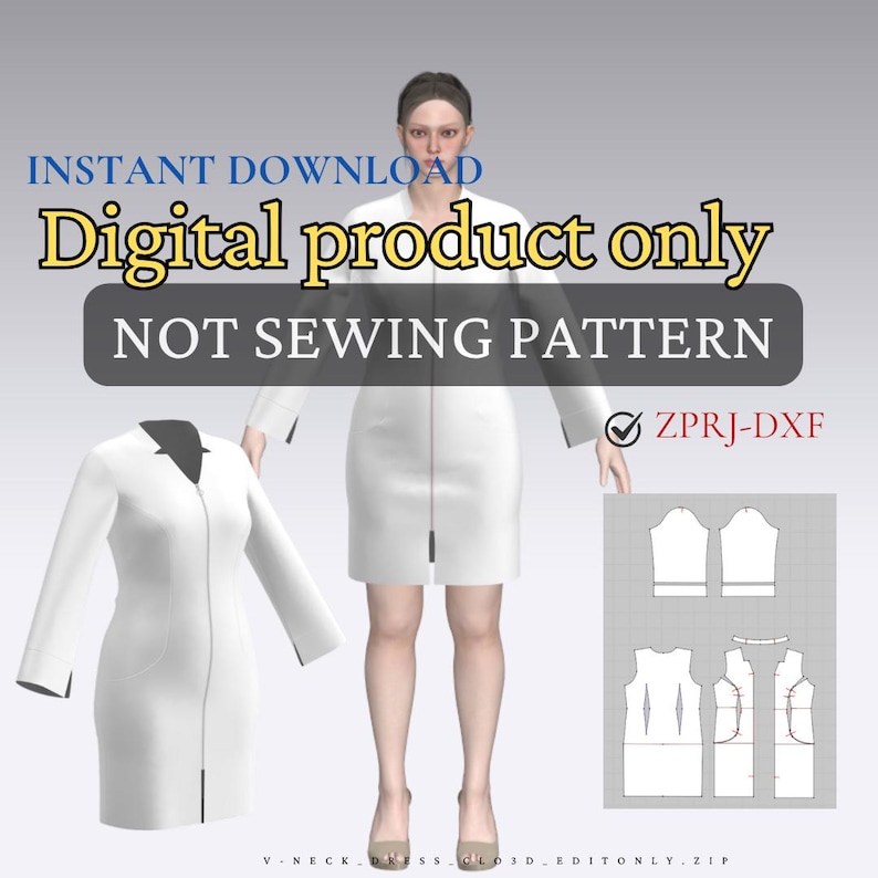 Digital Dress-clo3d & DXF Editable Files (digital Download) - Etsy