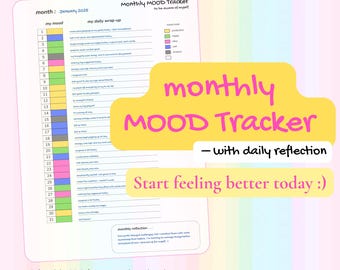 Digital Mood Tracker Printable | Emotional Wellness Journal | Self Care ...