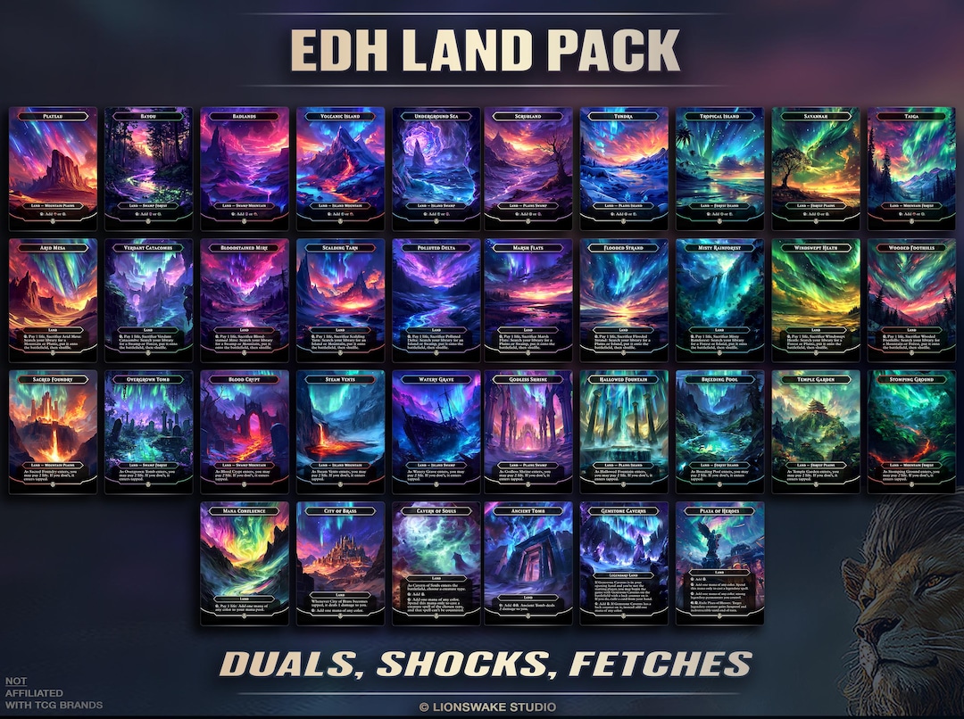 EDH Land Pack | Dual Fetch Shock Proxies With 6 Bonus Cards | for ...