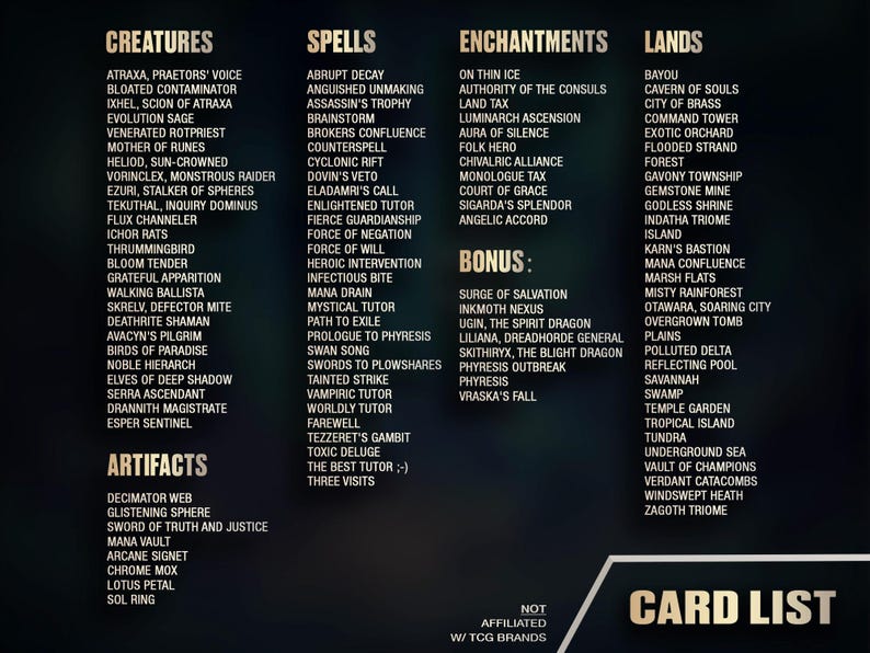 Atraxa Infect EDH Deck | 108 Custom Cards | Full-art Commander Proxies ...