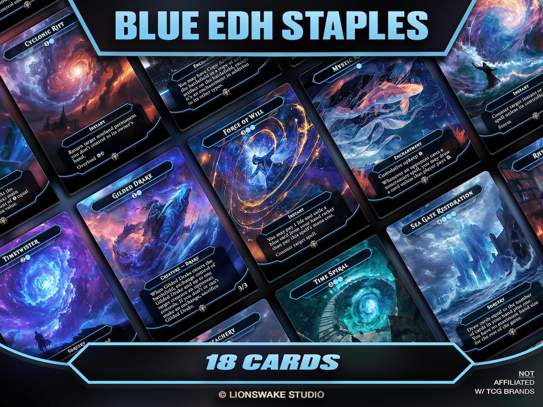 Blue EDH Staples: 18 Custom Full-art Proxy Cards for Commander Decks - Etsy