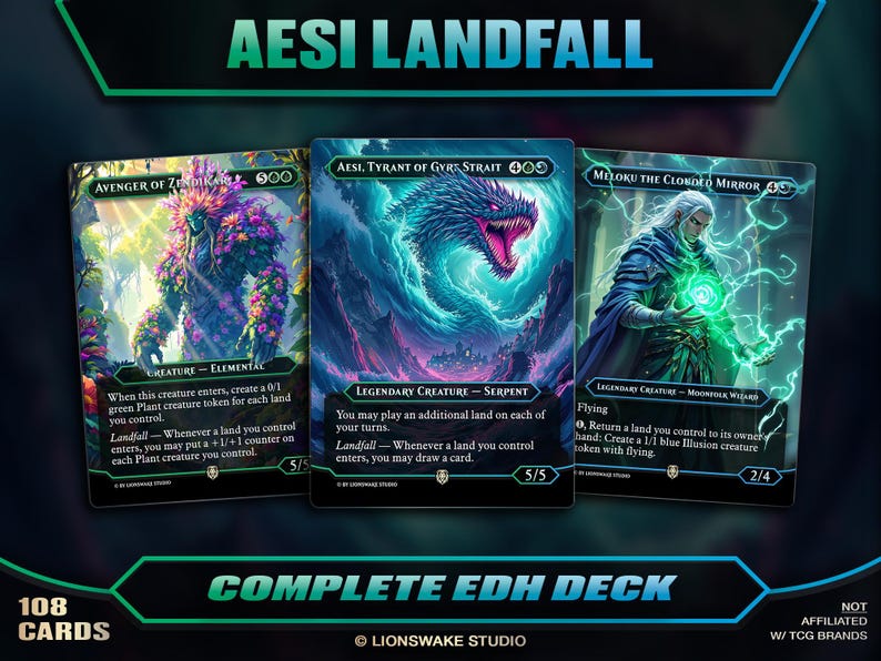 Aesi Landfall EDH Deck: Cel-shaded Anime Proxy Cards - Etsy