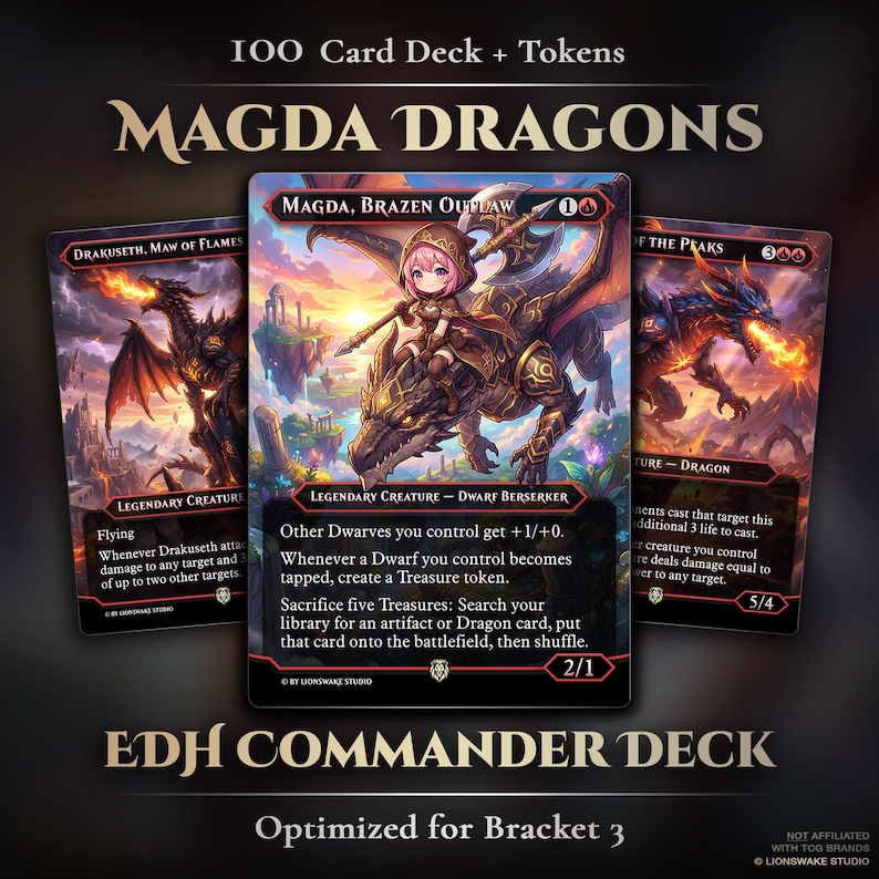 Magda Dragons EDH Deck (anime Kawaii) | 108 Custom Cards | Full-art ...