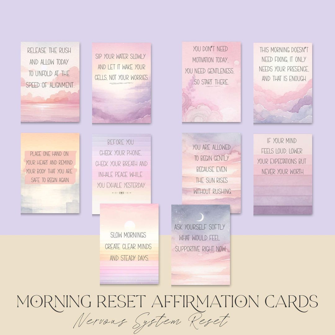 Morning Reset Cards Printable | Daily Affirmation Cards for Calm ...