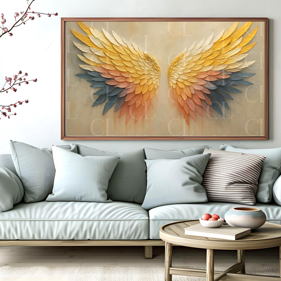 Golden Angel Wings Tv Wall Art| 3:2 Ratio Digital Download| Large ...