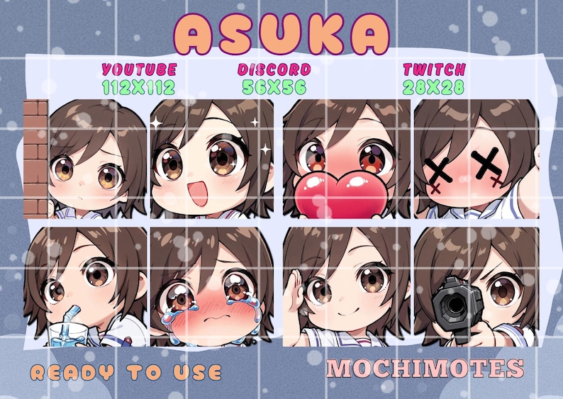 Tekken 8 Asuka Emote Set | Cute Asuka Kazama Twitch & Discord Emotes ...