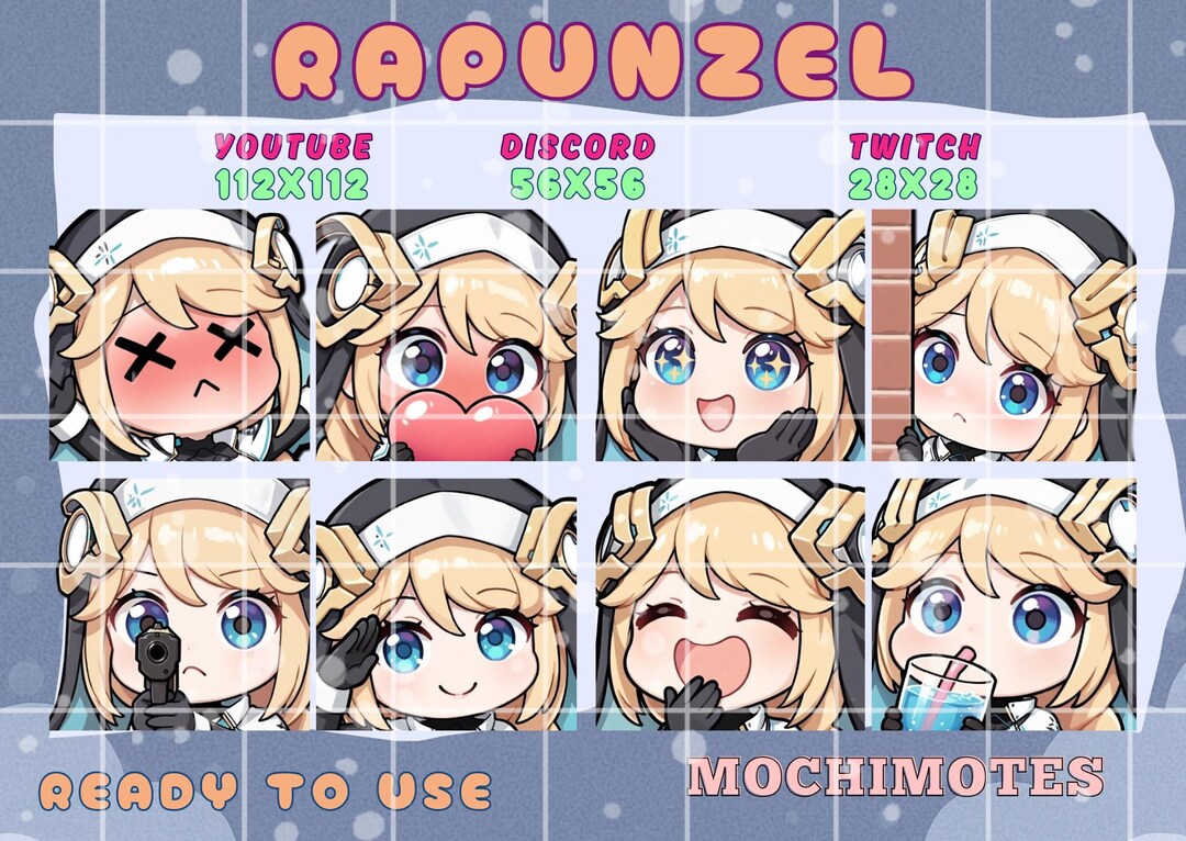 Nikke Rapunzel Emote Set | Cute Goddess of Victory Rapunzel Twitch ...