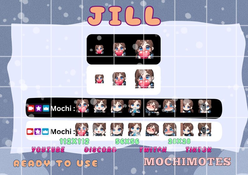 Resident Evil Jill Emote Set | Cute RE Jill Valentine Twitch & Discord ...