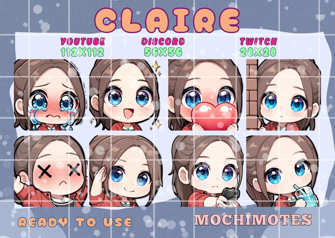 Resident Evil Claire Emote Set | Cute RE Claire Redfield Twitch ...