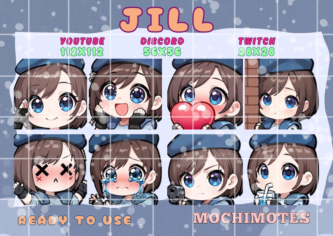 Resident Evil Jill Emote Set | Cute RE Jill Valentine Twitch & Discord ...