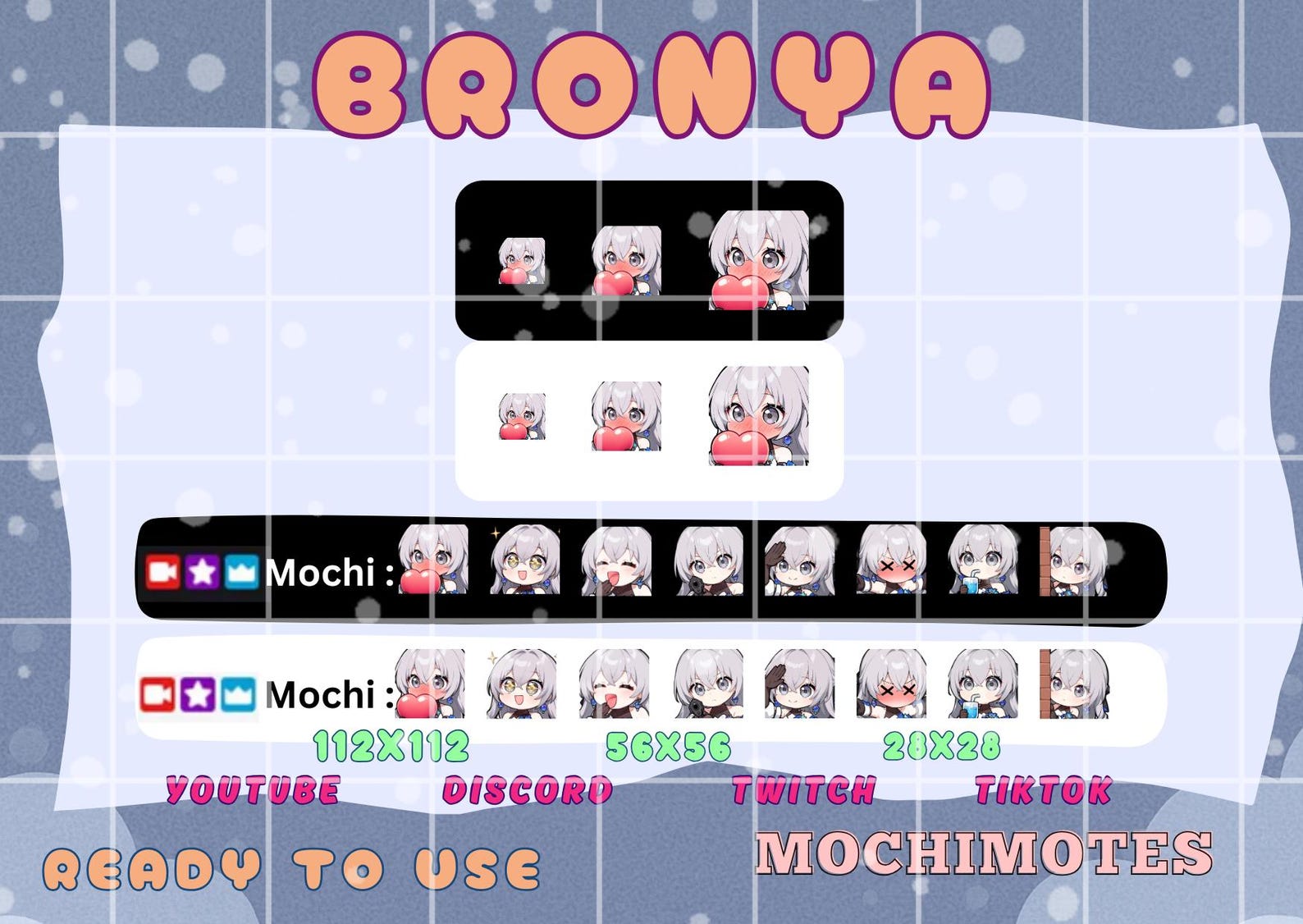 Honkai Star Rail Bronya Emote Set | Cute HSR Bronya Twitch & Discord ...