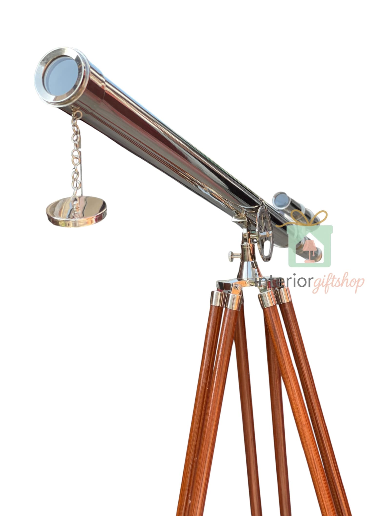 Vintage Style Brass Telescope With Adjustable Wooden Tripod, 62 Inch ...