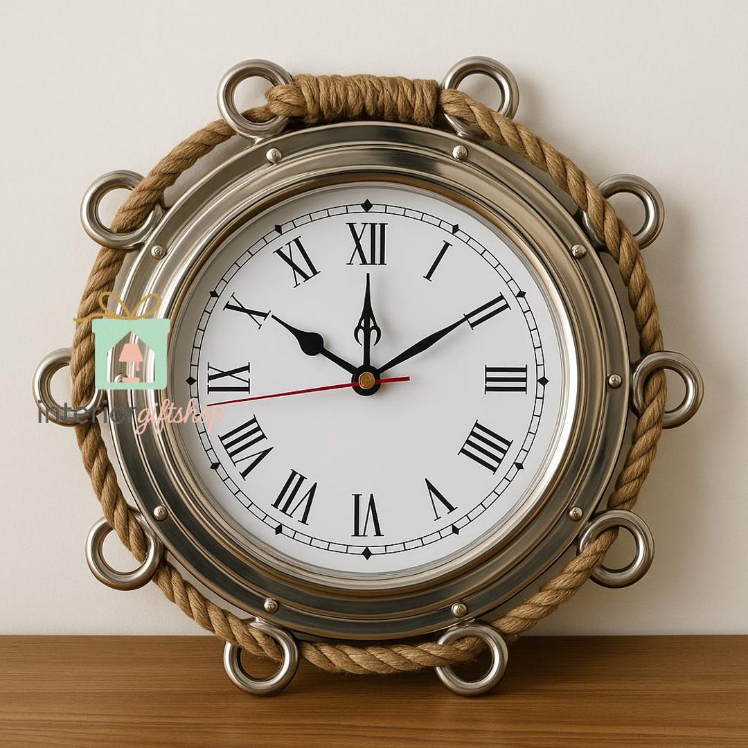 Nautical Rope Wall Clock - Vintage Brass Porthole, Coastal Decor - Etsy