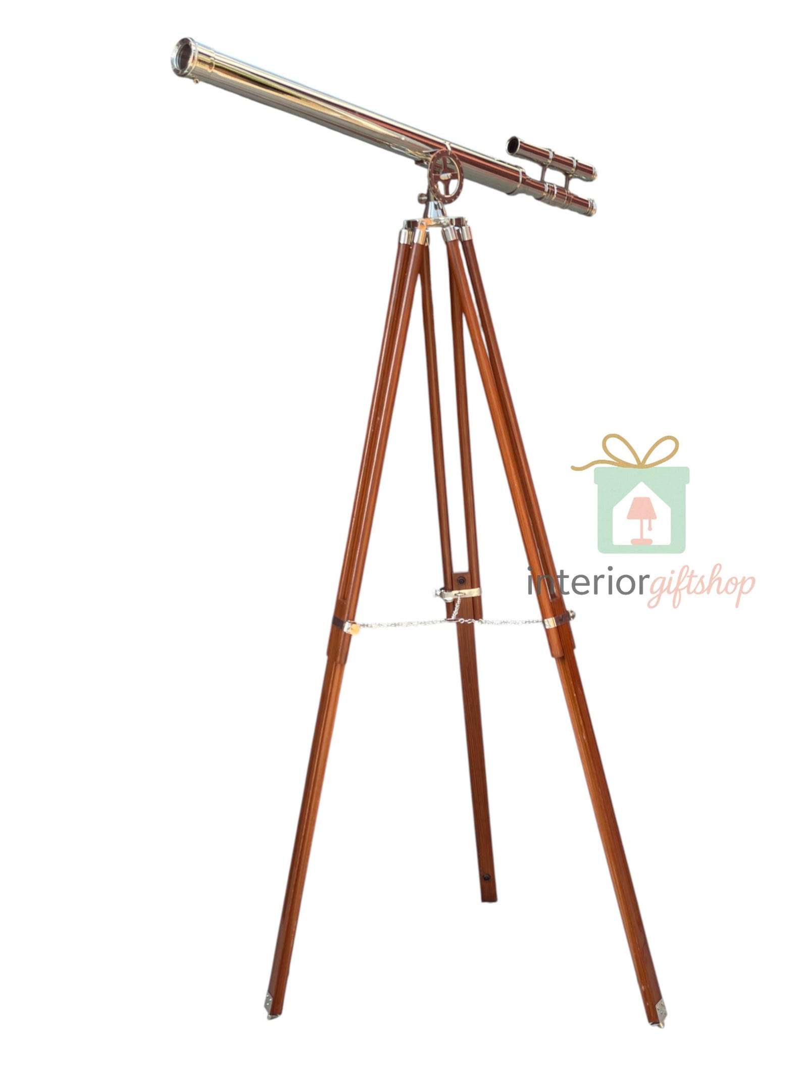 Vintage Style Brass Telescope With Adjustable Wooden Tripod, 62 Inch ...