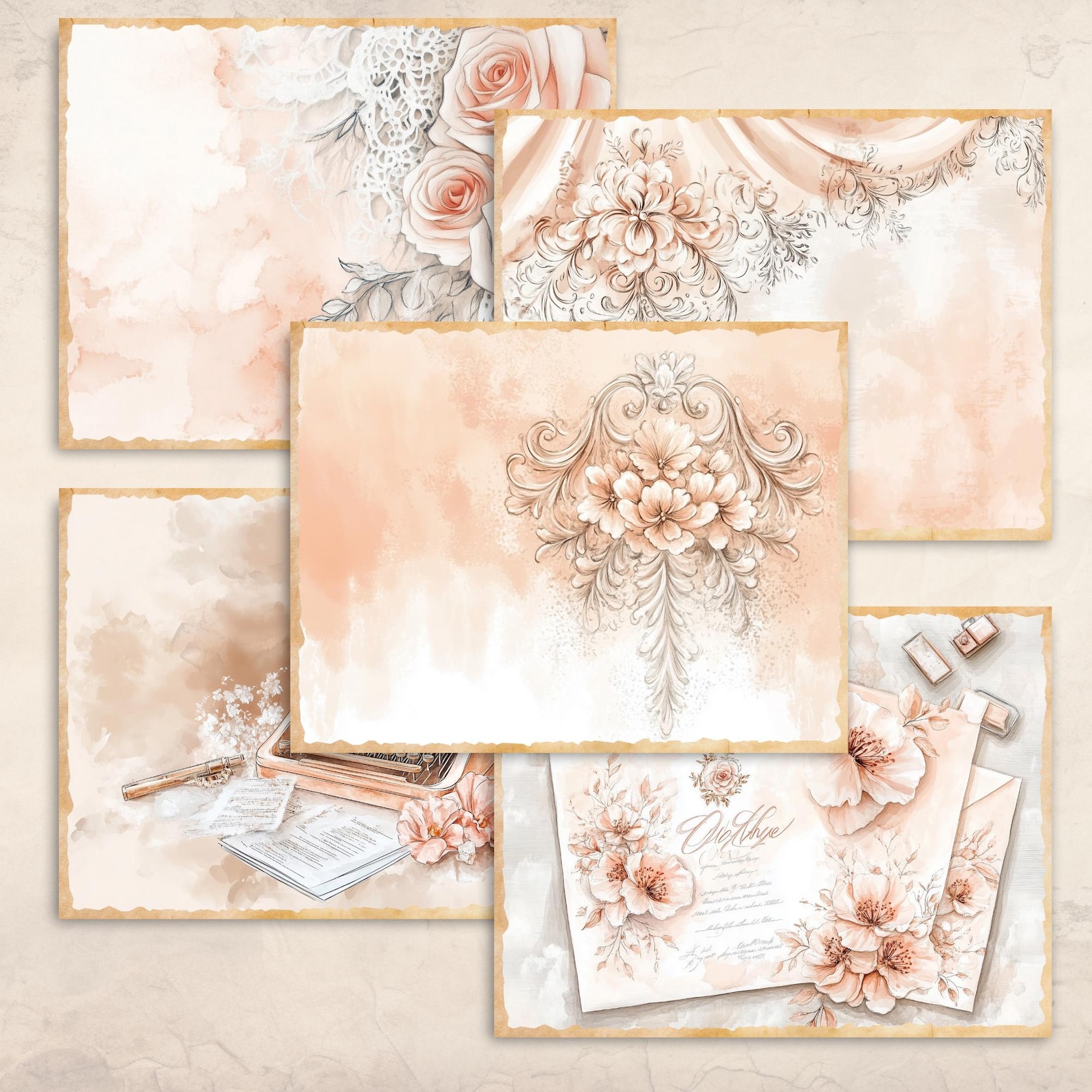 Wedding Junk Journal Kit | Romantic Blush Pink Bridal Digital Paper ...
