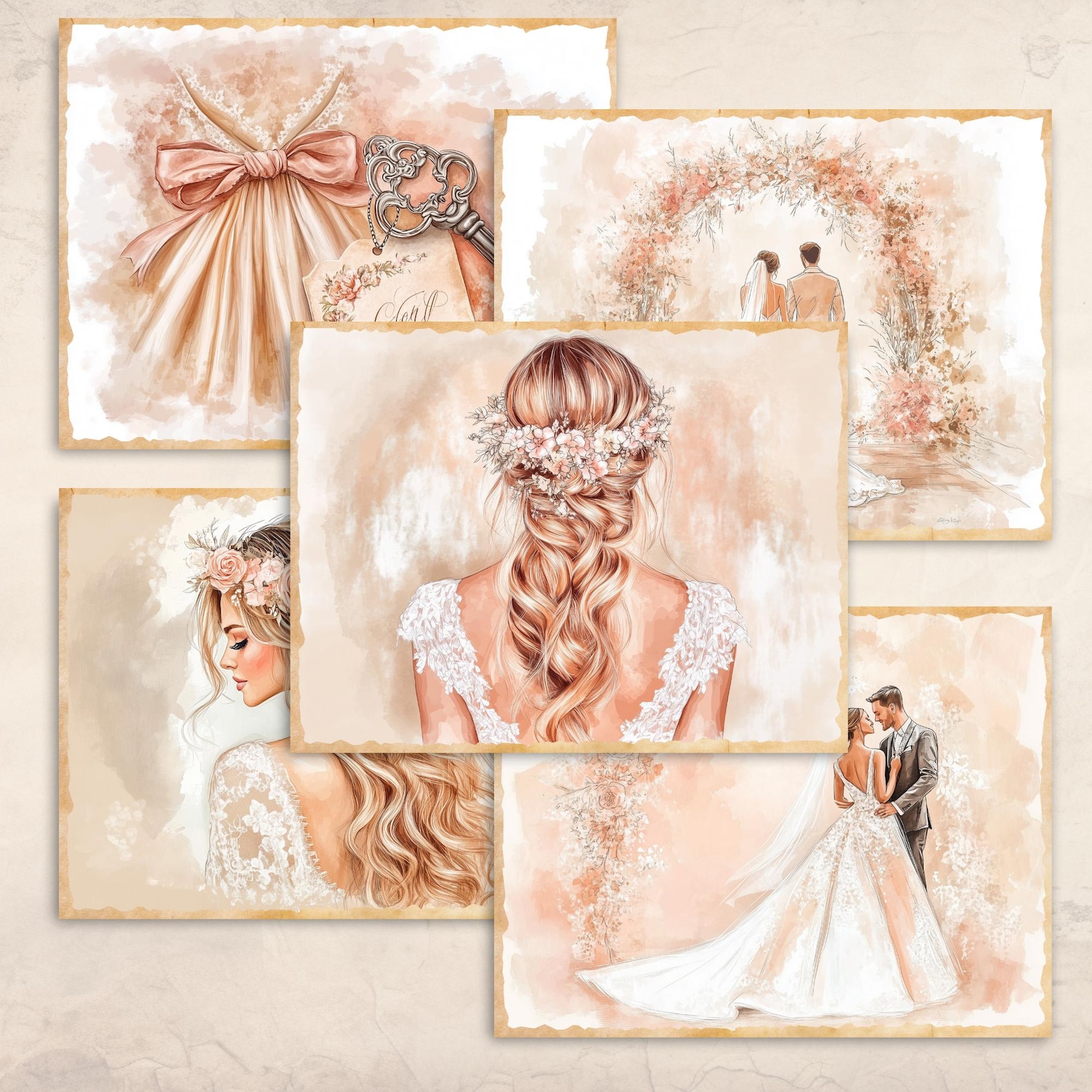 Wedding Junk Journal Kit | Romantic Blush Pink Bridal Digital Paper ...