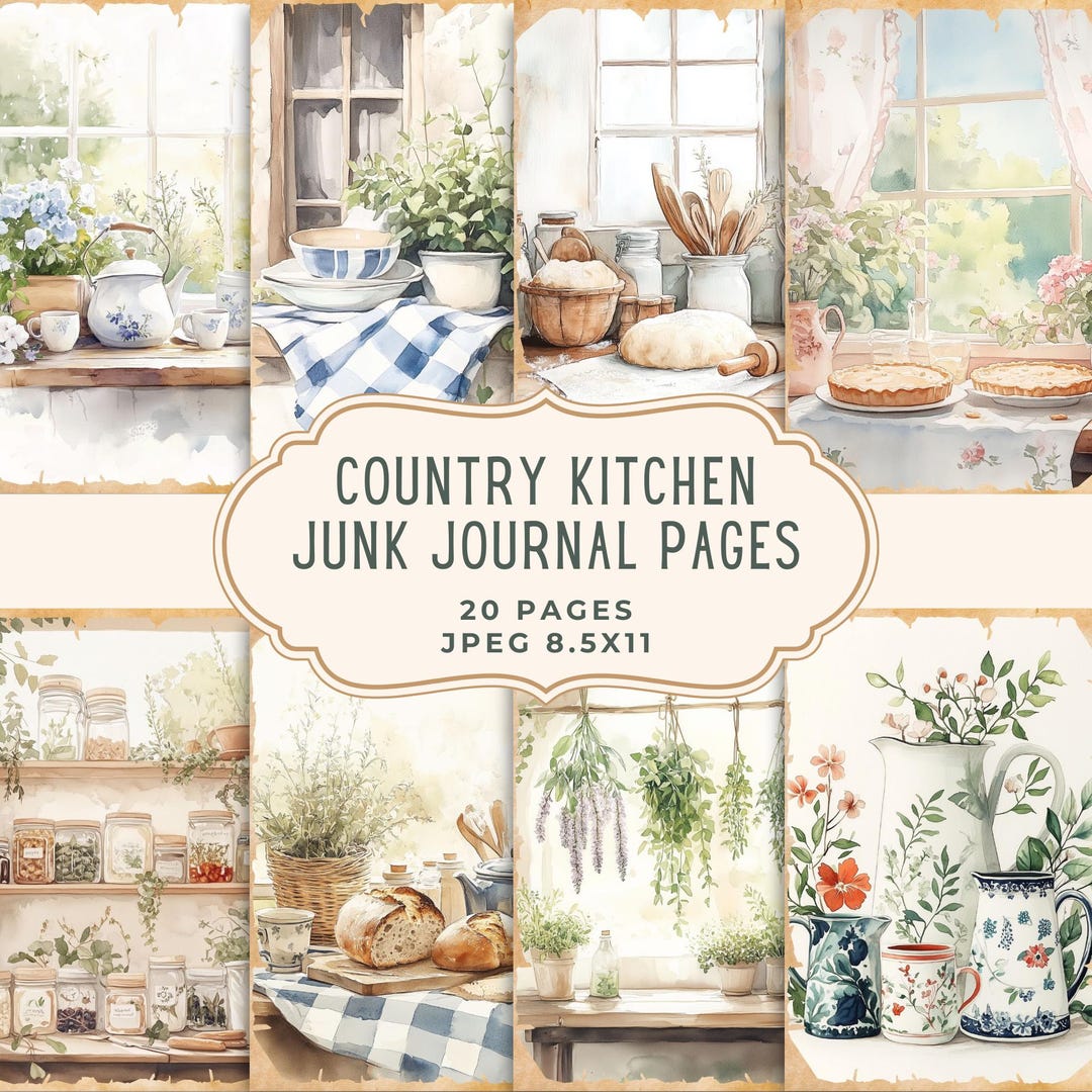 Country Kitchen Junk Journal Pages | Rustic Farmhouse Printable Kit ...