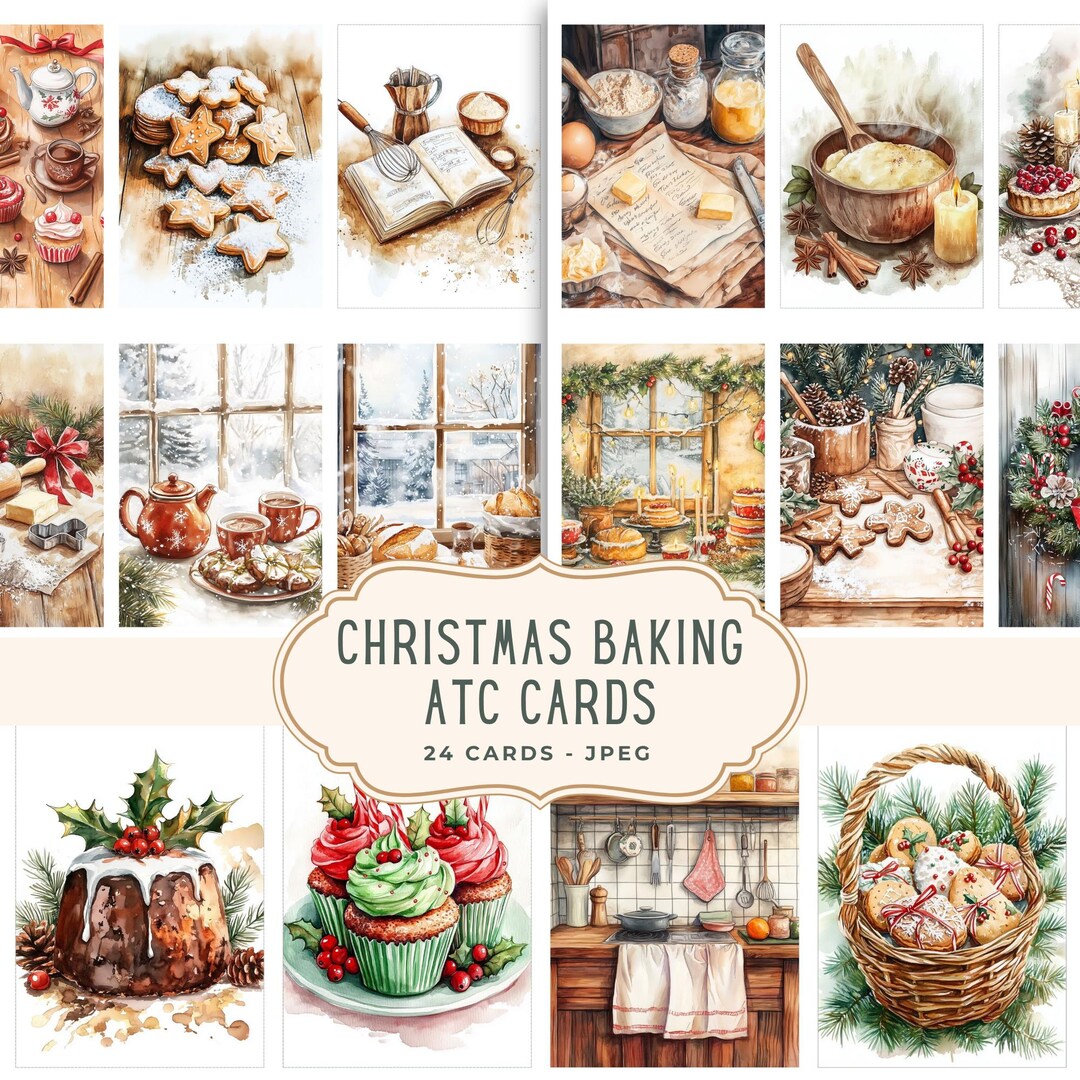 Christmas Baking Cards, Junk Journal Kit, Printable Pages, Scrapbooking ...