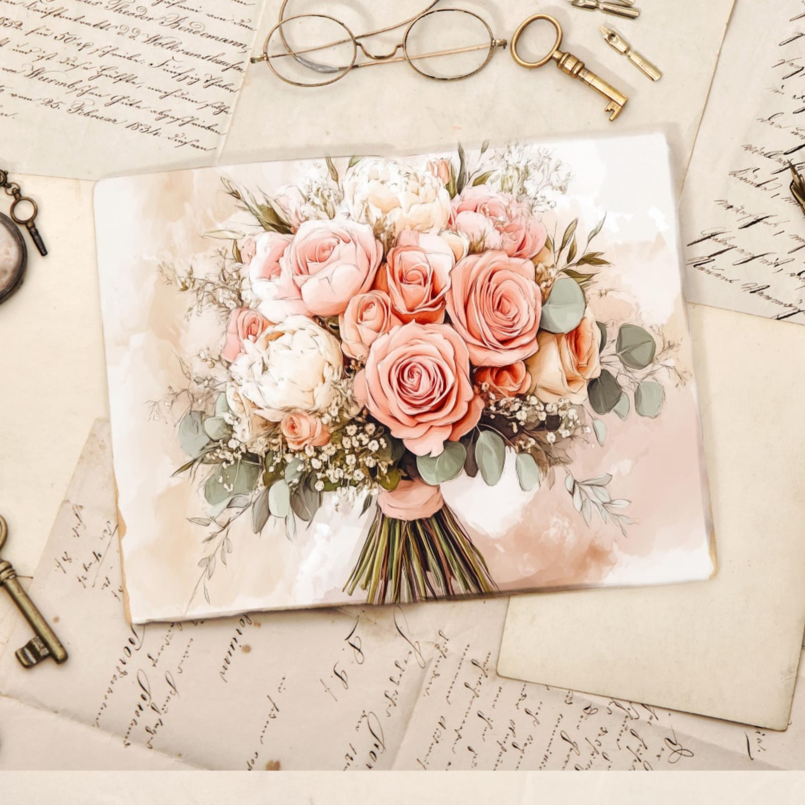 Wedding Junk Journal Kit | Romantic Blush Pink Bridal Digital Paper ...
