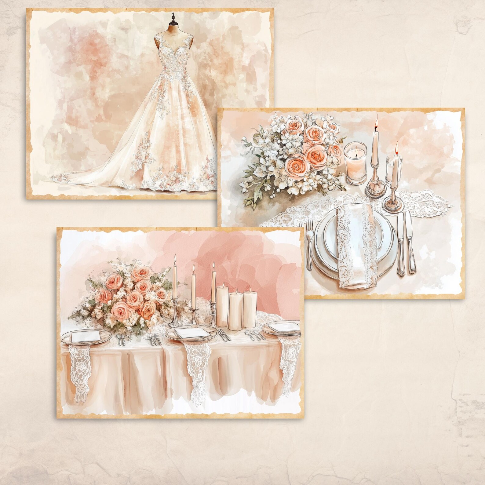 Wedding Junk Journal Kit | Romantic Blush Pink Bridal Digital Paper ...