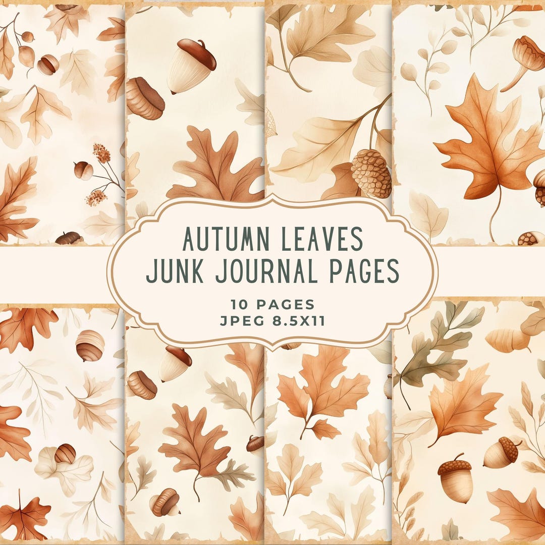 Autumn Leaves Junk Journal Kit, Fall Printable Pages, Scrapbooking Set ...
