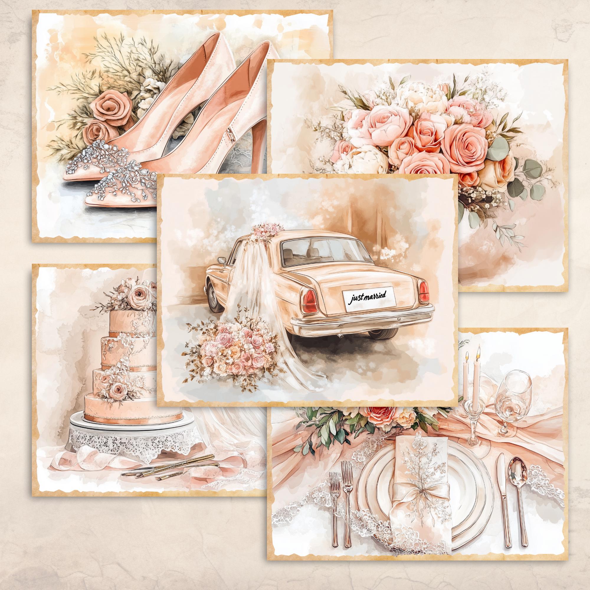 Wedding Junk Journal Kit | Romantic Blush Pink Bridal Digital Paper ...