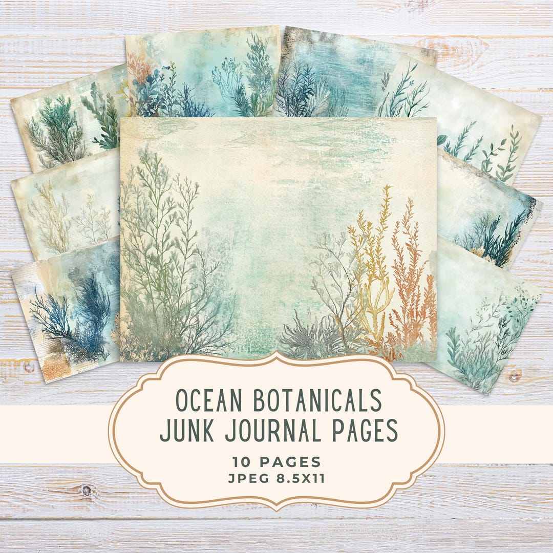 Ocean Botanicals Junk Journal Kit, Sea Printable Pages, Marine ...