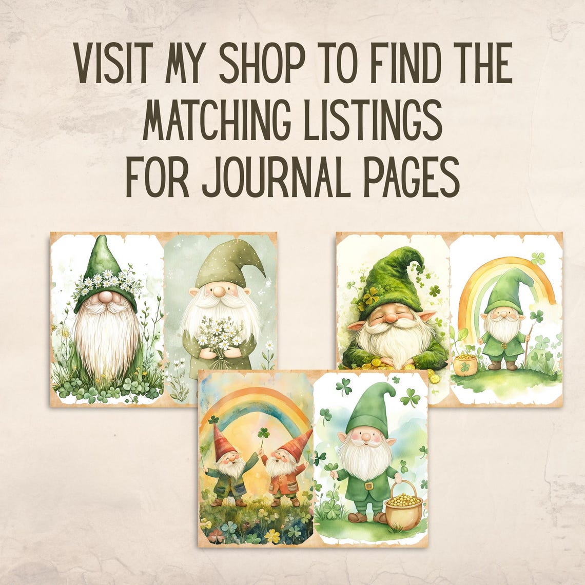 St. Patrick's Day Gnomes Tags, Junk Journal Kit, Shamrock Printable ...