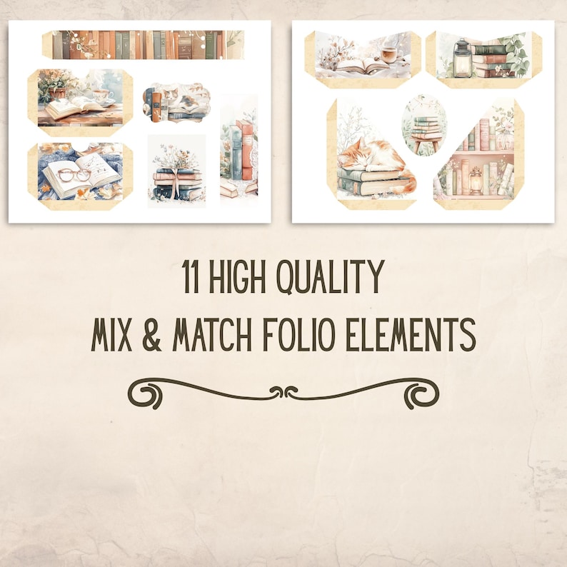 Cozy Reading Folio Kit Junk Journal, Library Printable Pages, Books ...