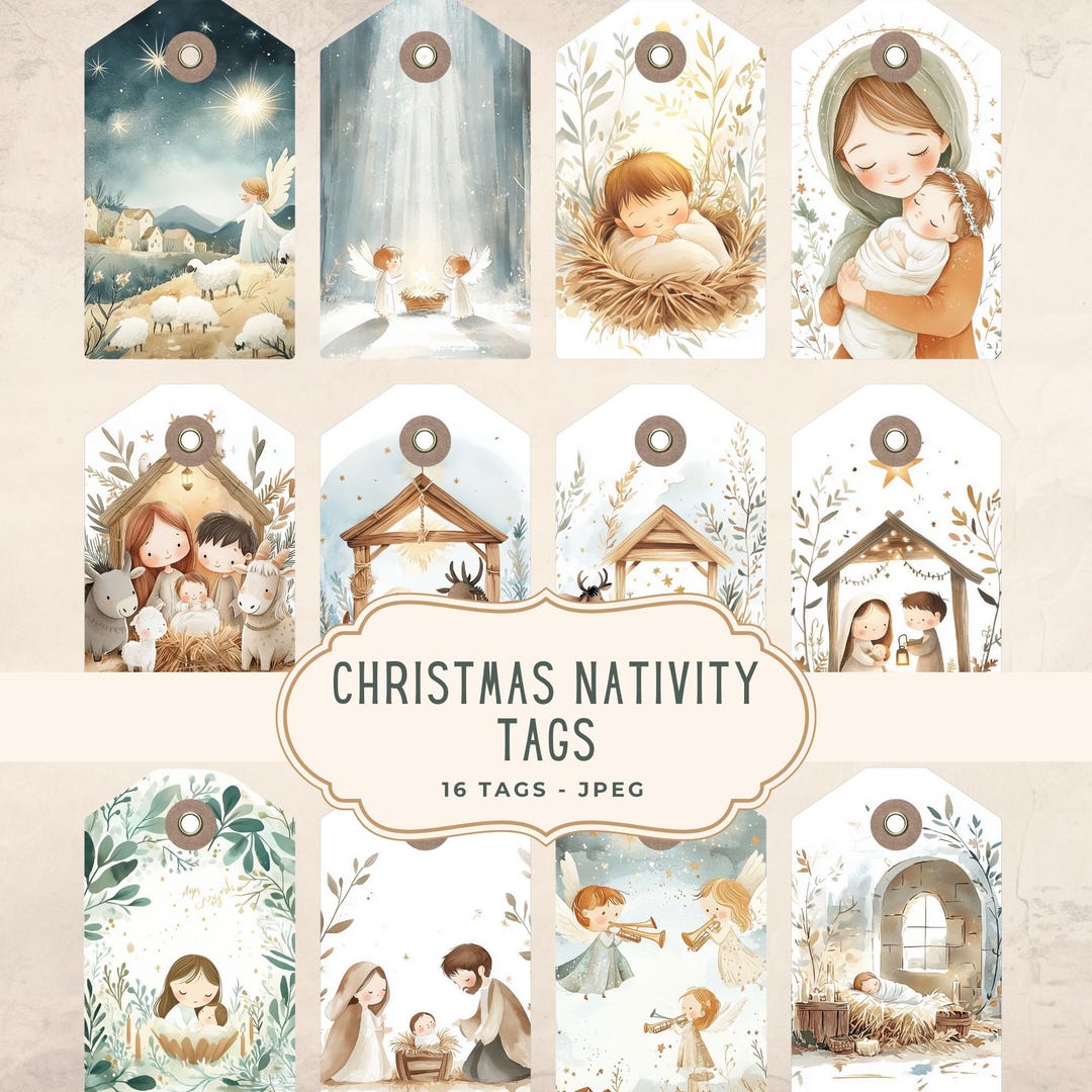 Christmas Nativity Tags, Junk Journal Kit, Printable Pages ...