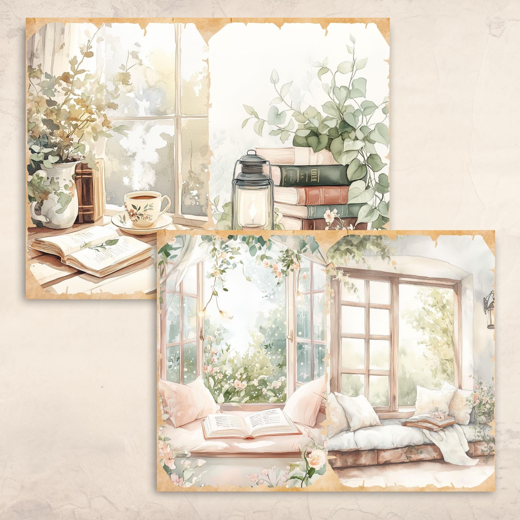 Cozy Reading Junk Journal Kit: Cottagecore Book Lover Ephemera (digital ...
