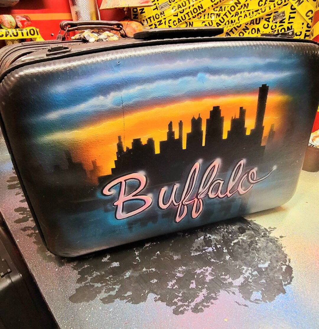 Buffalo Graffiti Graphic Repurposed Luggage - Etsy