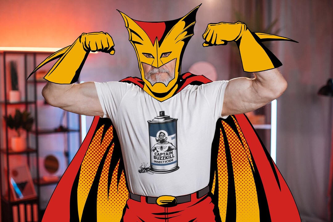 Captain Buzzkill Insecticide T-shirt, Funny Graphic Tee - Etsy