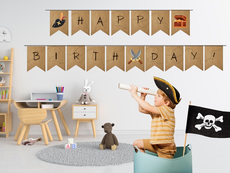 Pirate Birthday Banner Printable | Ahoy Matey Party Decor | Pirate ...