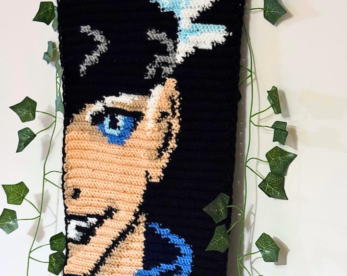Anime Crochet Tapestry Pattern – Wall Hanging, Pixel Art Crochet Chart ...
