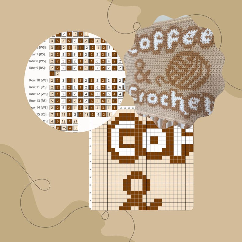 Crochet Tapestry Pattern Coffee & Crochet Wall Hanging PDF | Tapestry ...